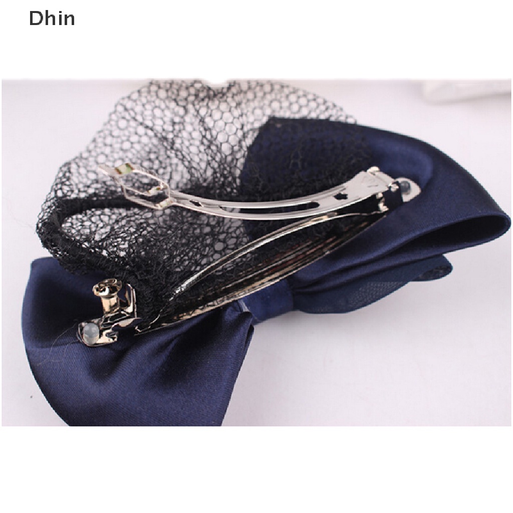 [Dhin] Durable Snood Net Black Bowknot Detail French Clip Hair Barrette ...