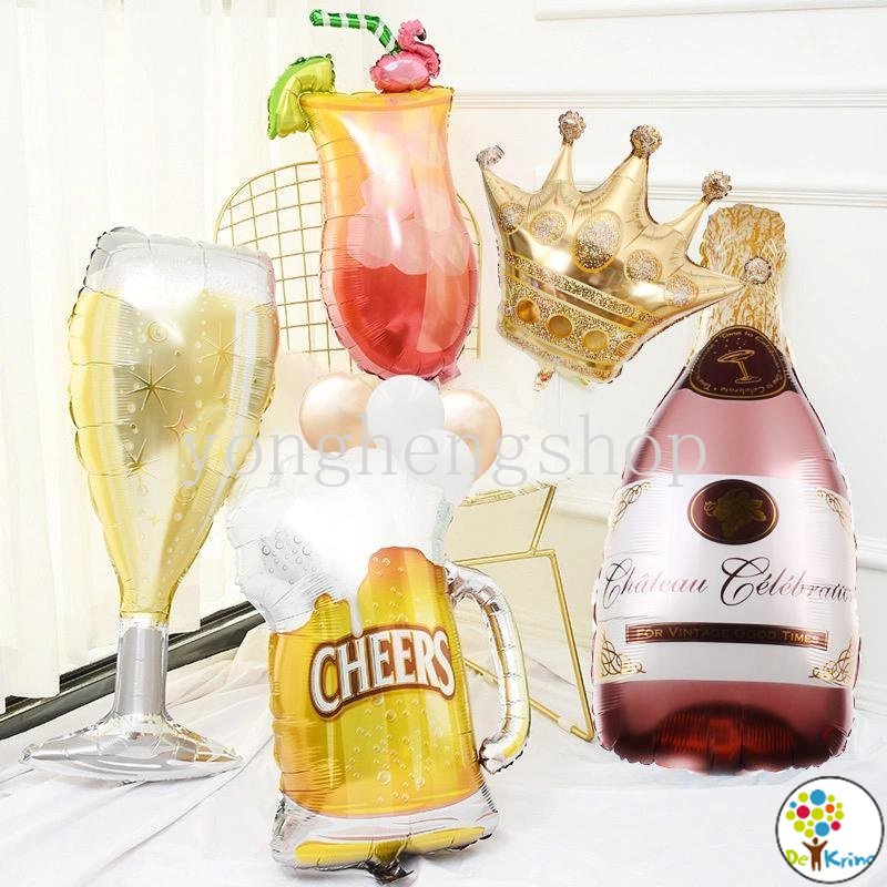 DK Cute Beer Bottle Wine Glass Goblet Balloon Aluminium Foil Balloons ...