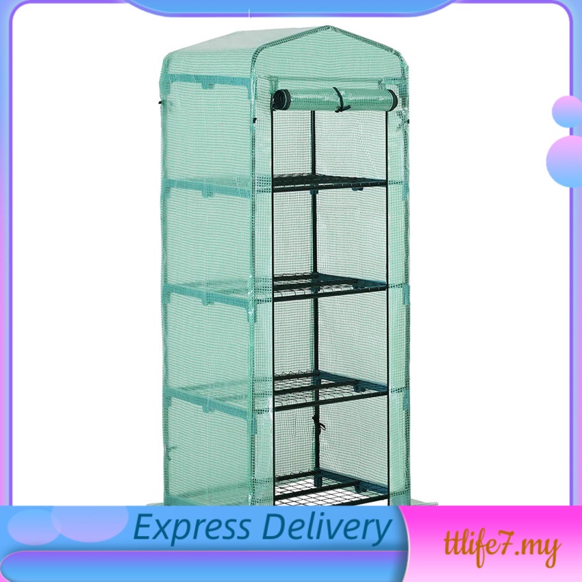 4/3 Tiers Mini Portable Greenhouse Plant Grow Shed Metal Frame Green ...
