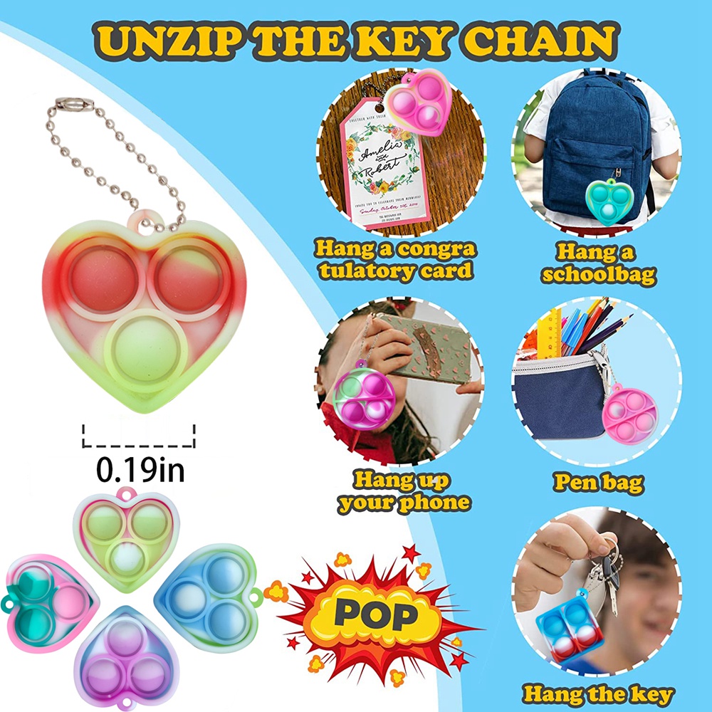 12 Pack Kids Party Favors Fidget Toys Bulk Mini Pop Fidget Keychain Its Birthday Party Favors ...