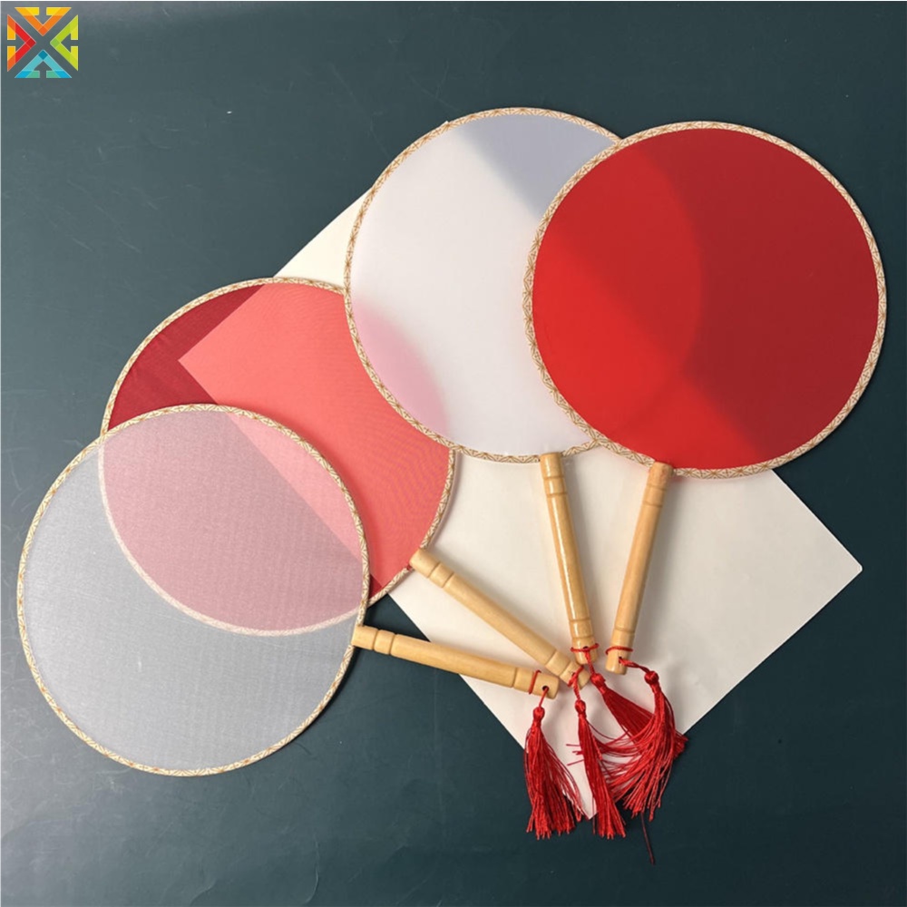 Chinese Hand Fan Ancient Court Style Round Blank Silk Fan DIY Fan ...