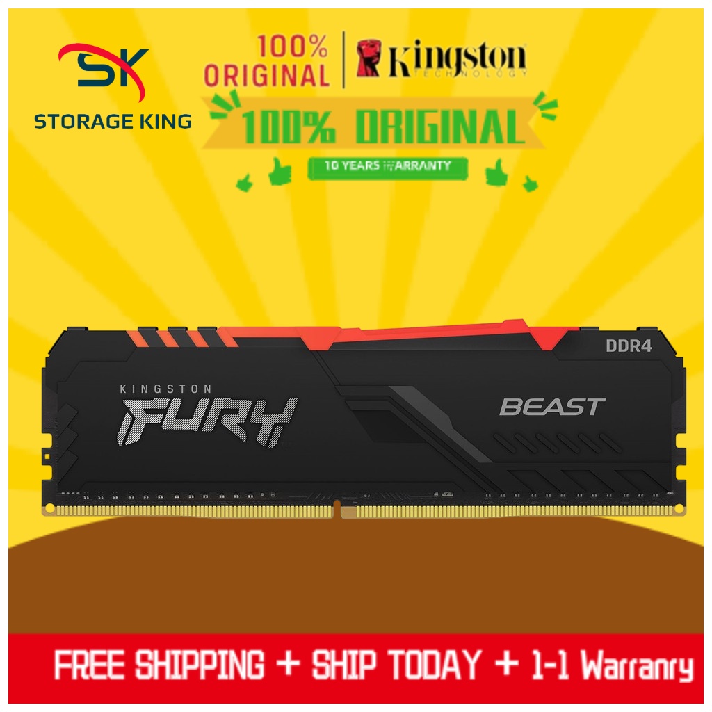 Kingston Fury Beast RGB DDR4 2666Mhz /3200Mhz /3600Mhz Desktop Gaming PC Memory DIMM RAM(8GB ...