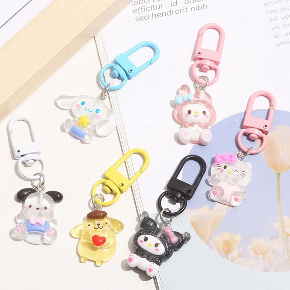 Resin Cartoon Sanrio Keychian Cinnamoroll Kuromi Key Ring Cute Resin ...