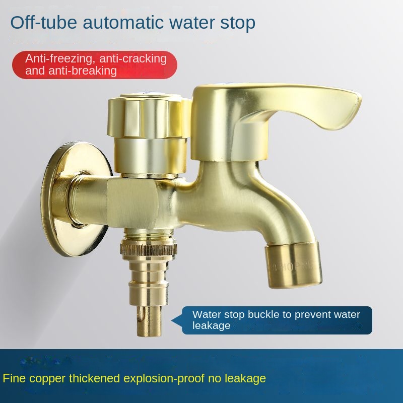 All Copper Washing Machine Faucet Automatic Water Stop Nozzle Anti ...