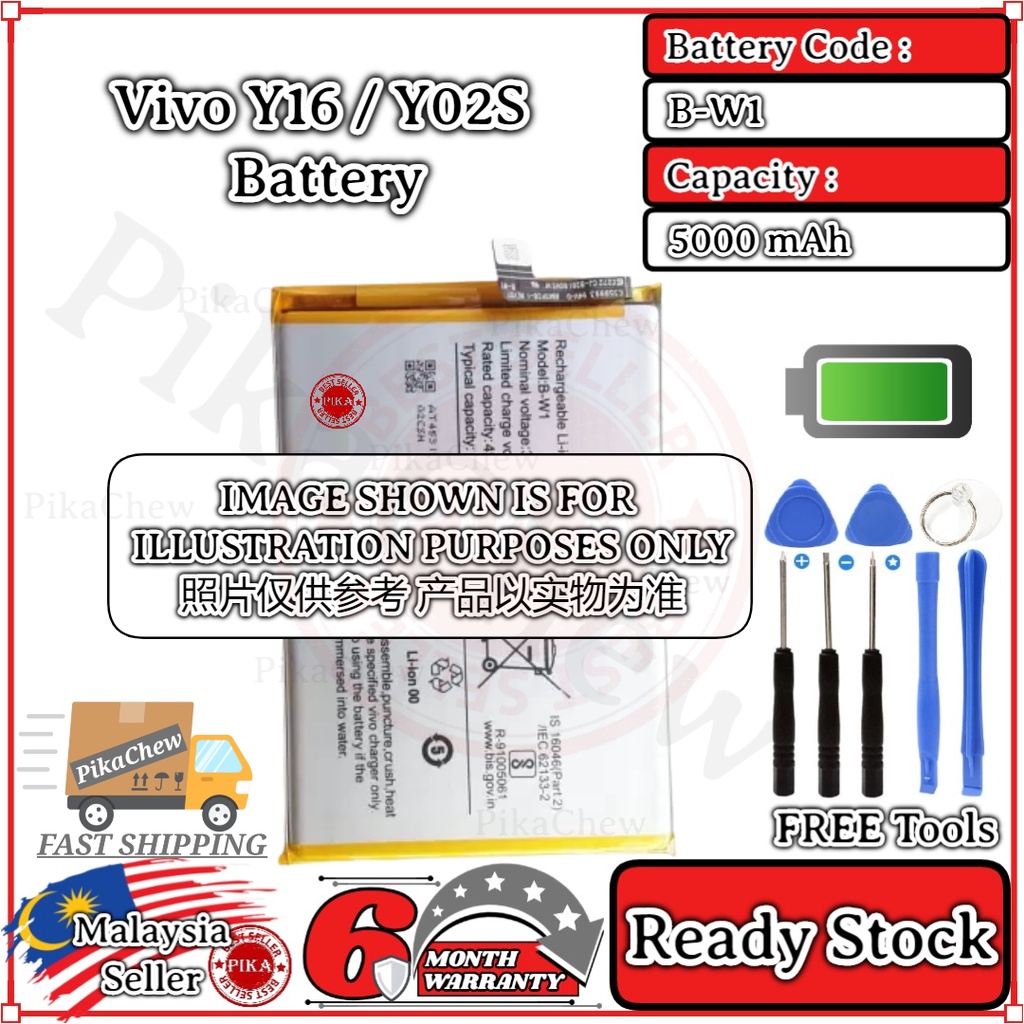 PIKA Compatible for Vivo Y16 / Y02S Battery Bateri B-W1 ( 5000mAh ...