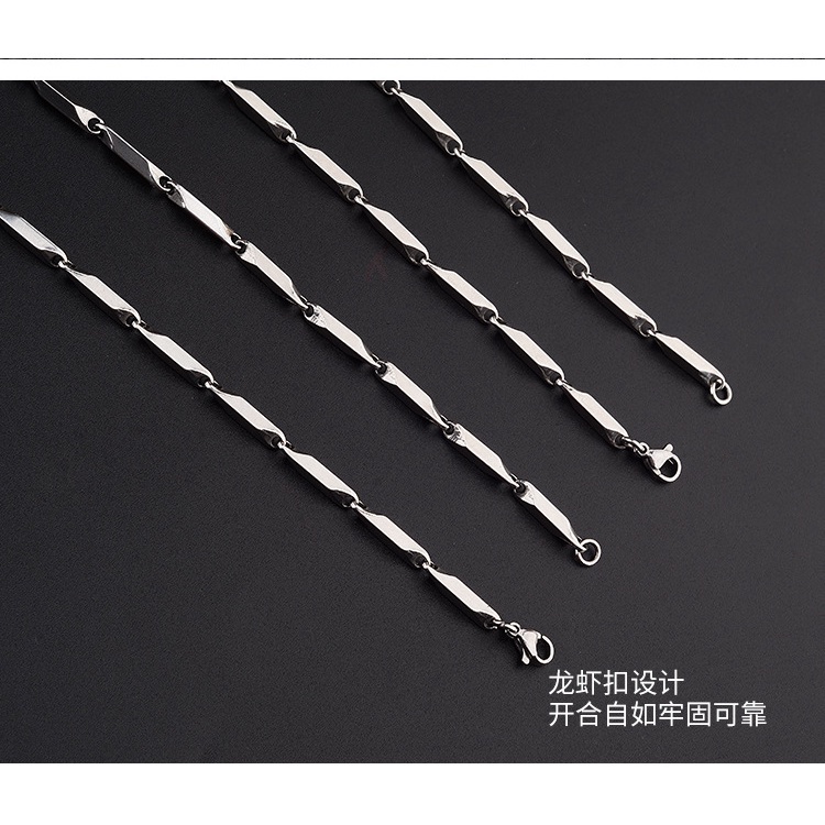 Simple Necklace Men's Rhombus Melon Seeds Steel Hip Hop Ins Chain ...