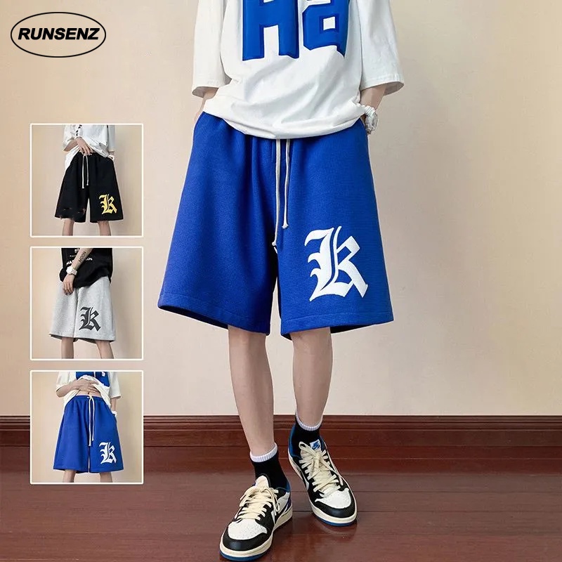 M-8XL Fashion Blue Shorts Men Plus Size Wide Leg Shorts Casual Loose ...