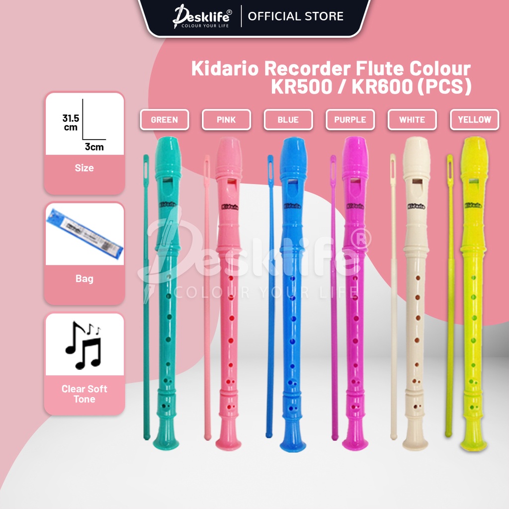 Desklife Kidario Recorder Flute Colour KR500/KR600 (PCS) Instrument ...