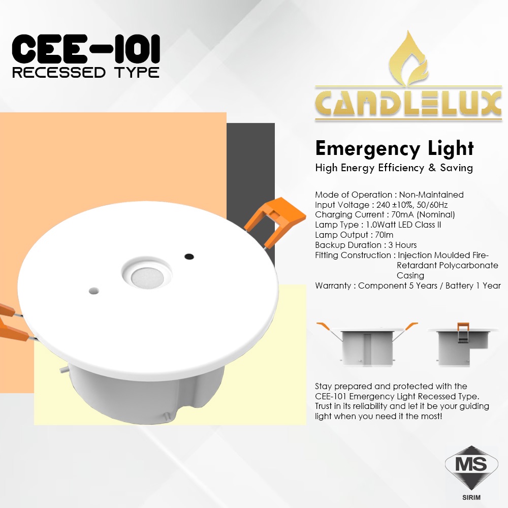 CANDLELUX LED Emergency Light LED Recessed/Surface CEE-101/CEL-88LED ...
