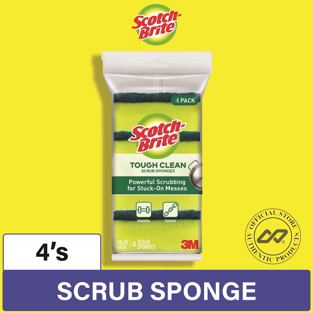 3M SCOTCH-BRITE Tough Clean Scrub Sponge (4's) | Shopee Malaysia