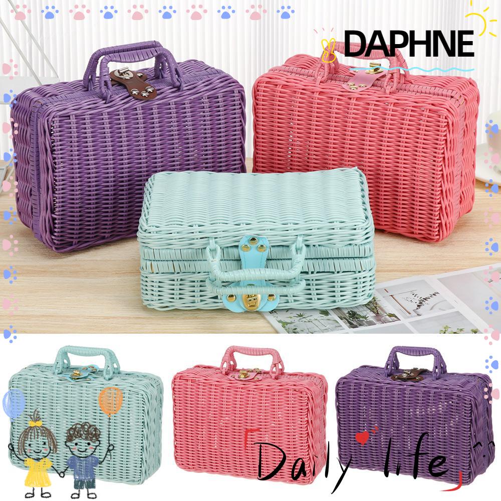 DAPHNE Retro Handbag Gift Box Picnic Basket Rattan Suitcase Cosmetic ...