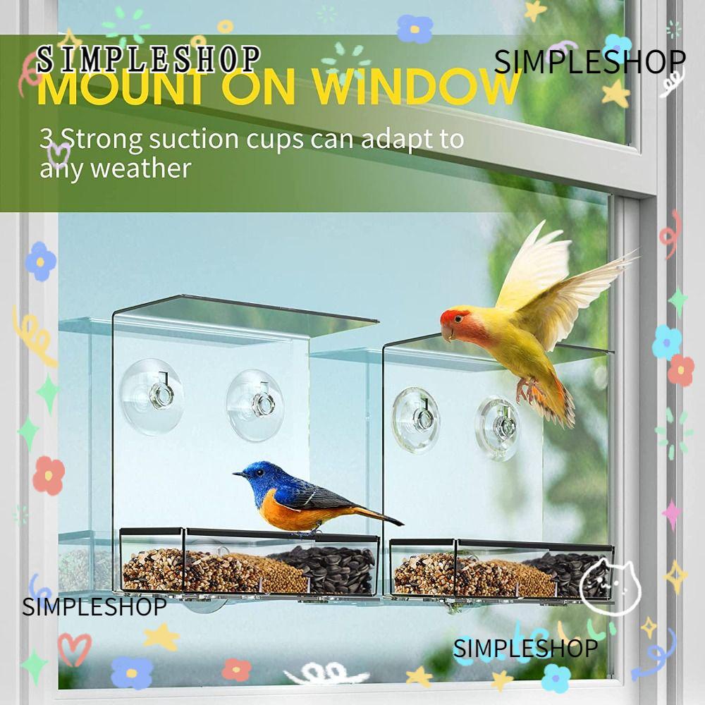 SIMPLESHOP Window Bird Feeder Outdoor Transparent Garden Decoration Strong Suction Cups | Shopee ...