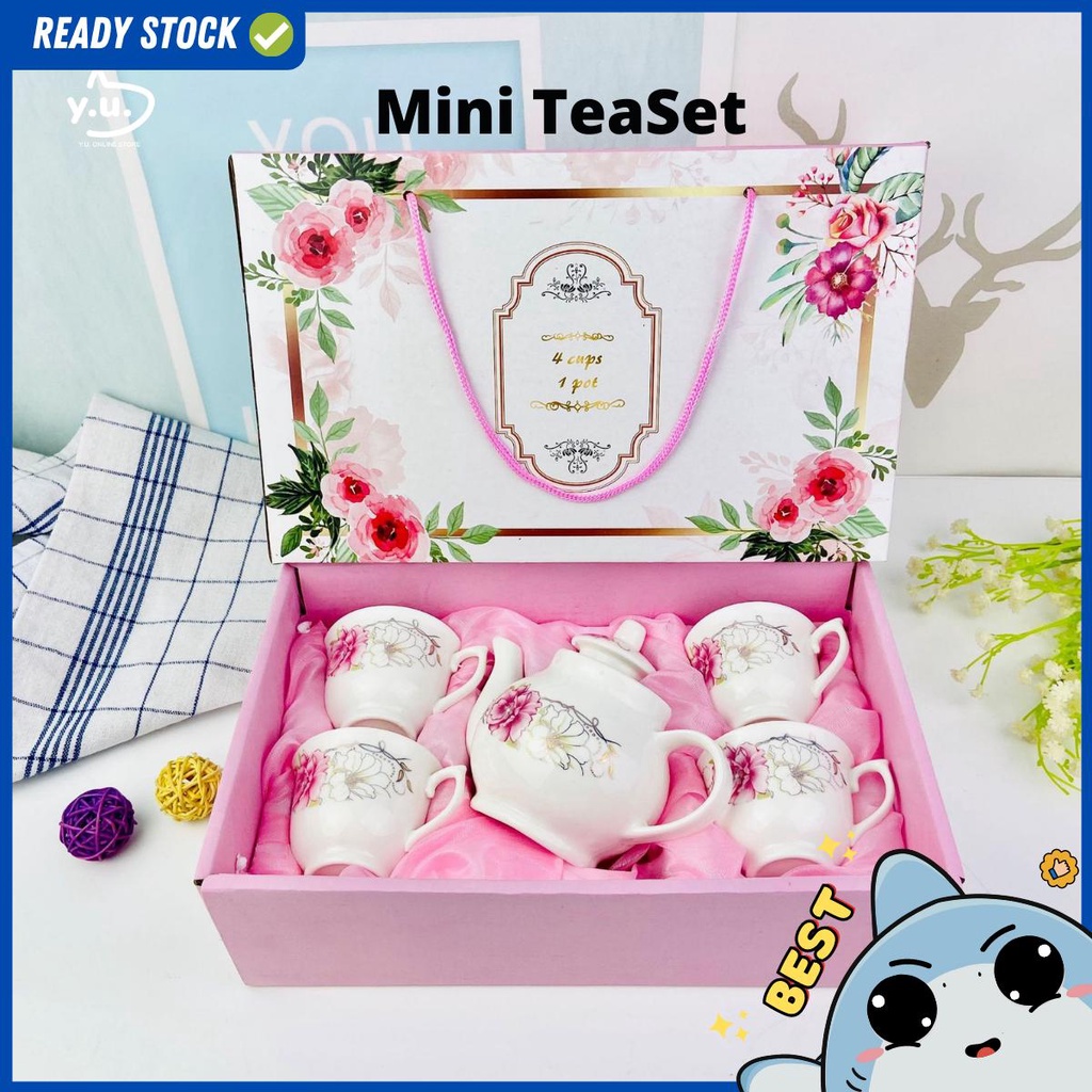 YU Ready Store Ceramic Mini Tea Set with Giftbox / Tea pot set / mini ...