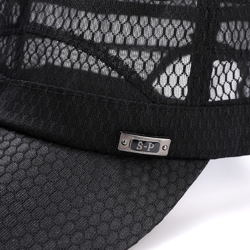 Men Openwork Brim Breathable Full Mesh Cap Summer Classic Unisex Flat ...