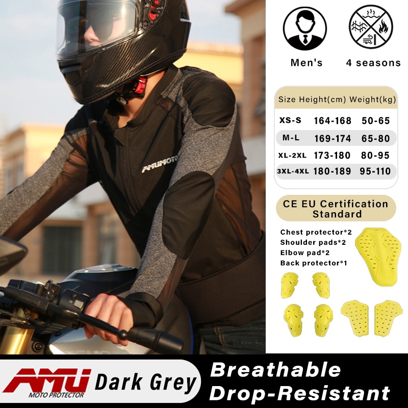 AMU Motorcycle Armor Shirt-Men Womens Mesh Motorbike Shirt-Motocross ...
