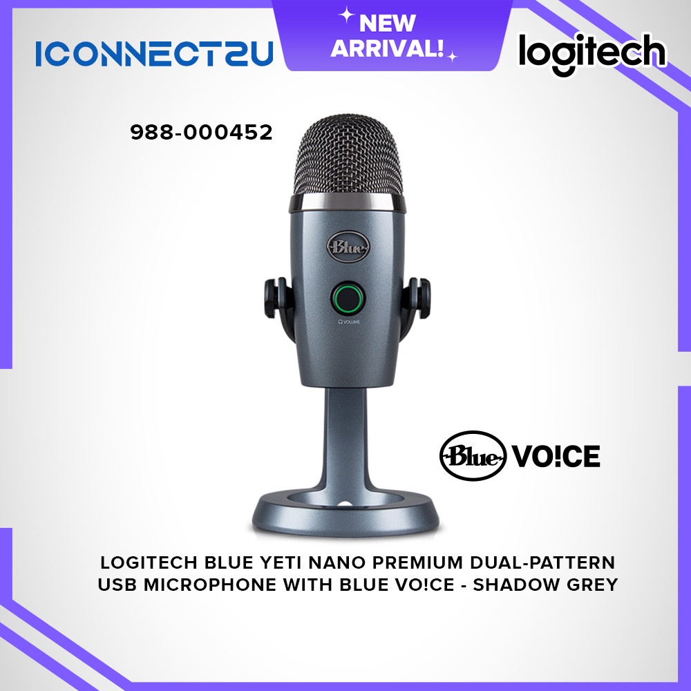 Logitech Blue Yeti Nano Premium Dual-Pattern USB Microphone with Blue ...