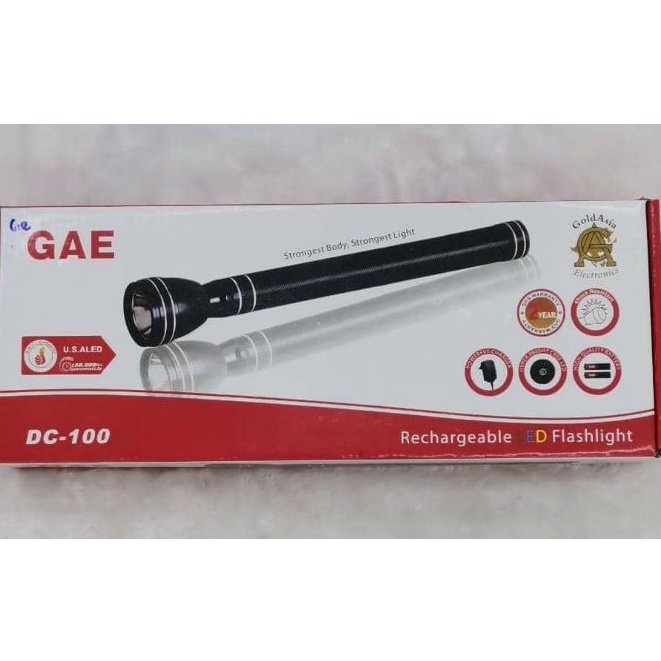 Aluminum Flash Torch Light Rechargeable GAE DC-100 Black Colour ...