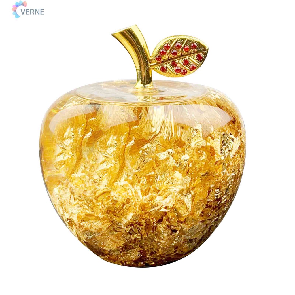 Crystal Apple Paperweight - Crystal Glass Statue Ornaments with Gold ...