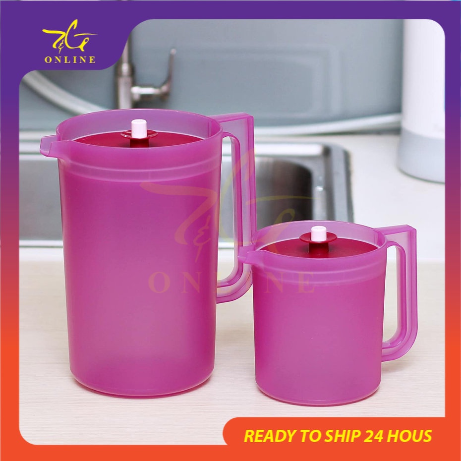 Tupperware Gourmet Drinking Set 3.7L Giant 1.4L Pitcher Kecil Maroon ...