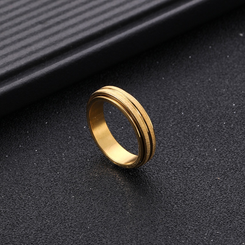Brand new 6mm stainless steel gold plating ring that can spin,simple ...