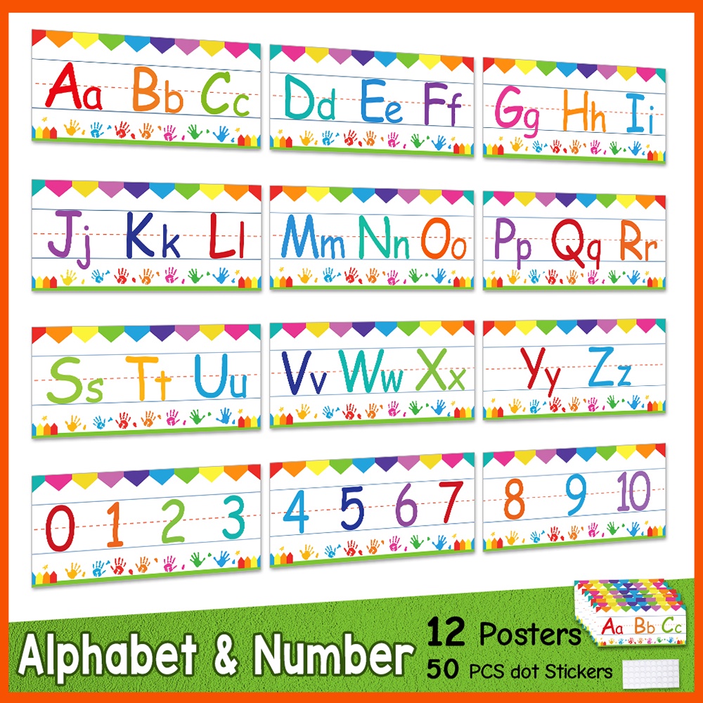 English Alphabet ABC and Numbers 0 To 10 Border with Glue Point Dot ...