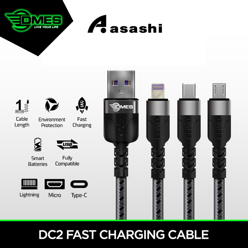 DMES DC2 5A Fast Charge L-ning | Type-C | Micro USB Data Cable | Shopee Malaysia