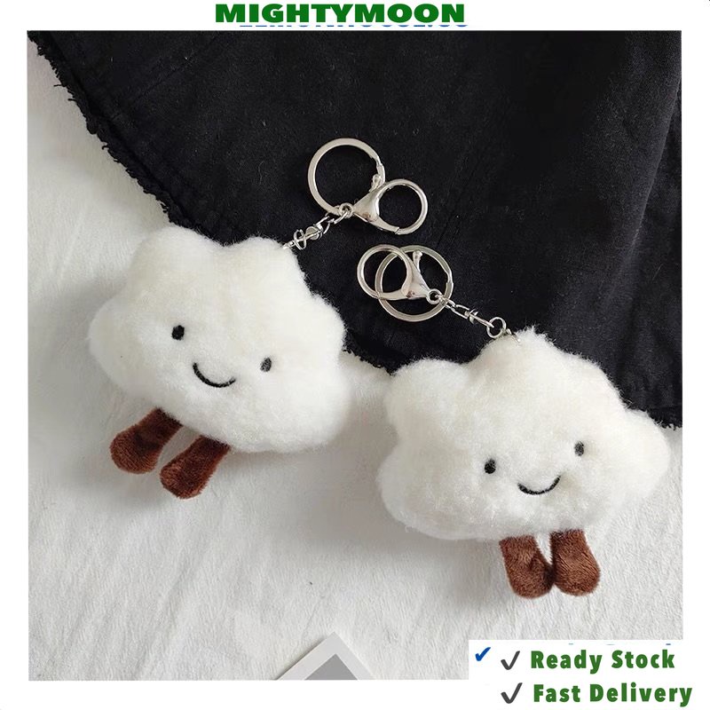 Ready Stock Cute White Cloud Keychain Creative Plush Toy Backpack ...