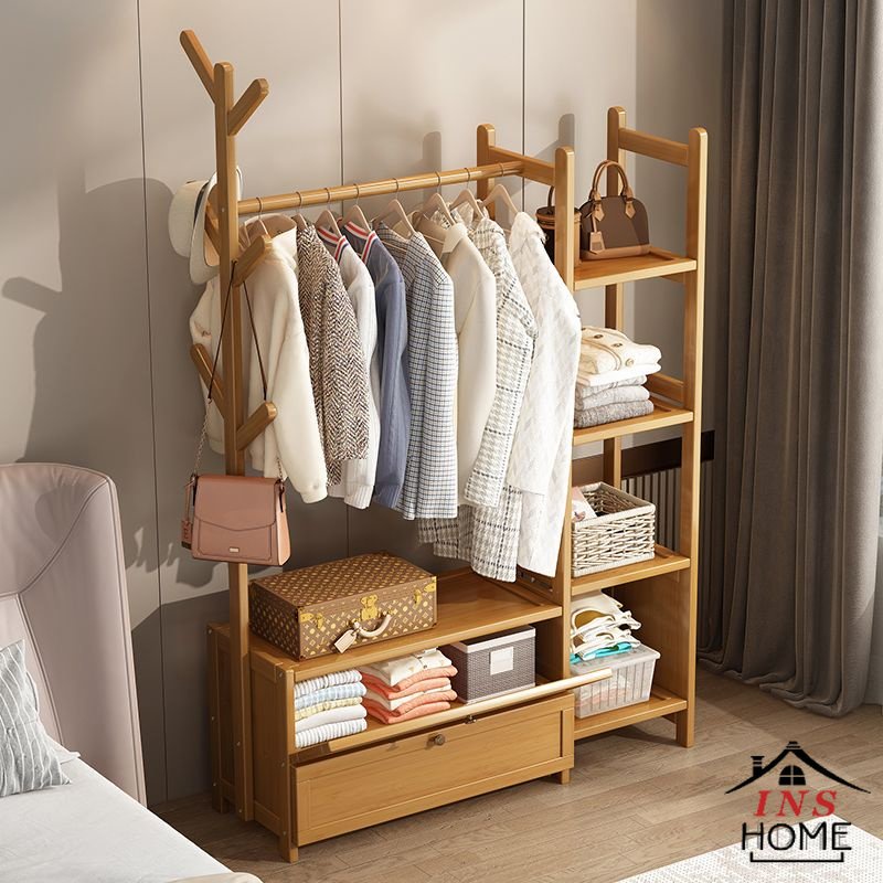 Multifunctional Multi-layer Clothes Storsge Rack Floor Vertical Hanger ...