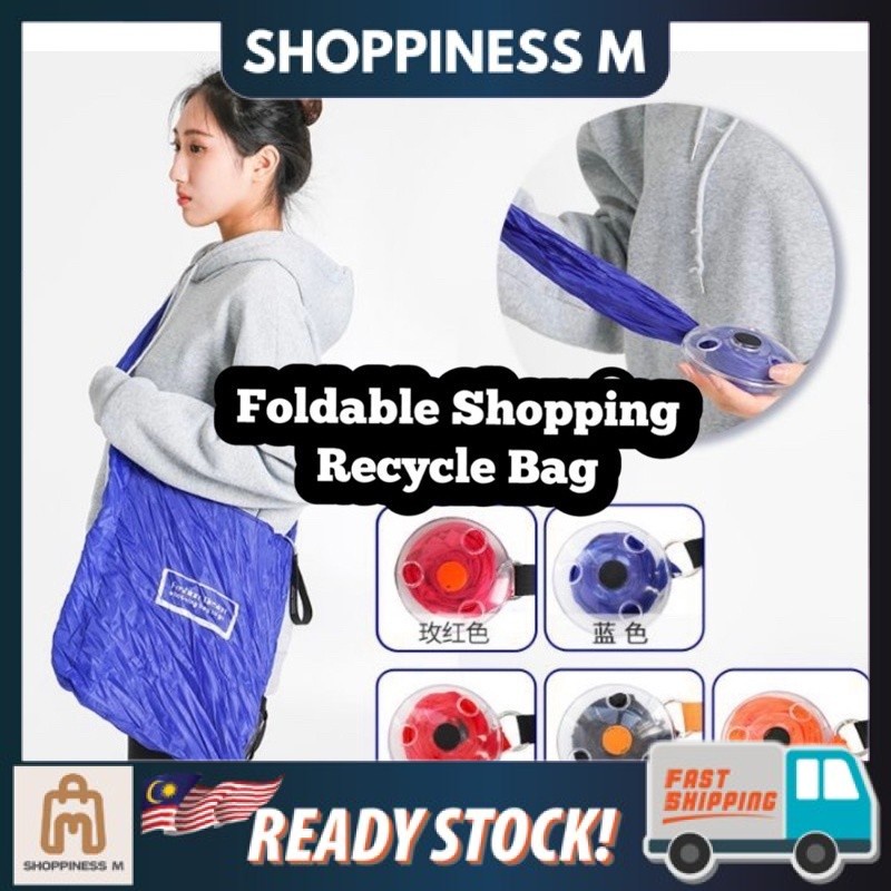 Foldable Shopping Recycle Bag Groceries Bag Go Green Portable | Shopee ...