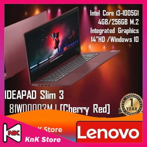 Lenovo Ideapad Slim 3 14IIL05 Working Laptop-Cherry Red | Intel Core i3 ...