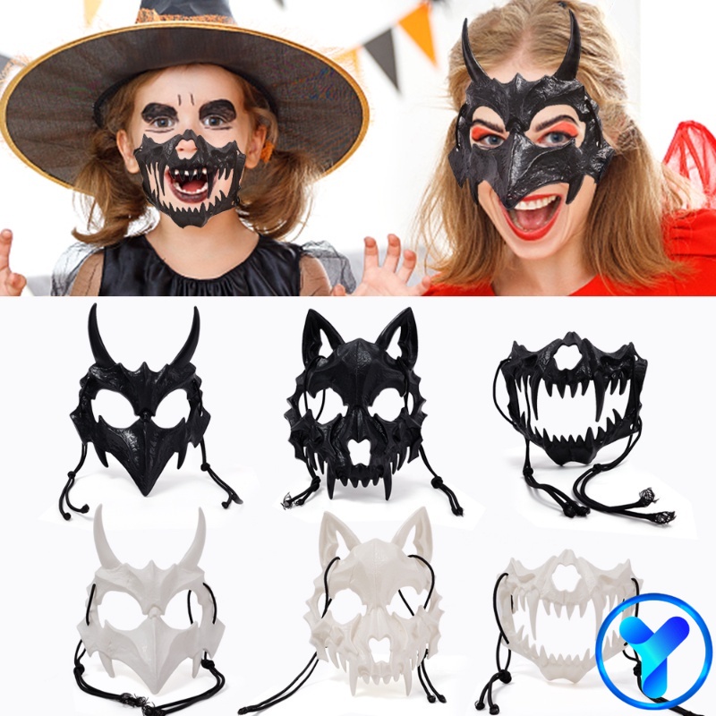 YAP High-end Creative Long Teeth Demon Skeleton Party Mask Wolf Anime ...