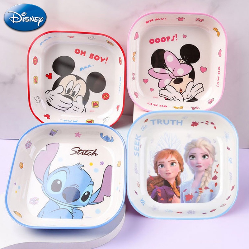 Disney Stitch Mickey Cartoon Plates Kawaii Minnie Mouse Frozen Elsa ...