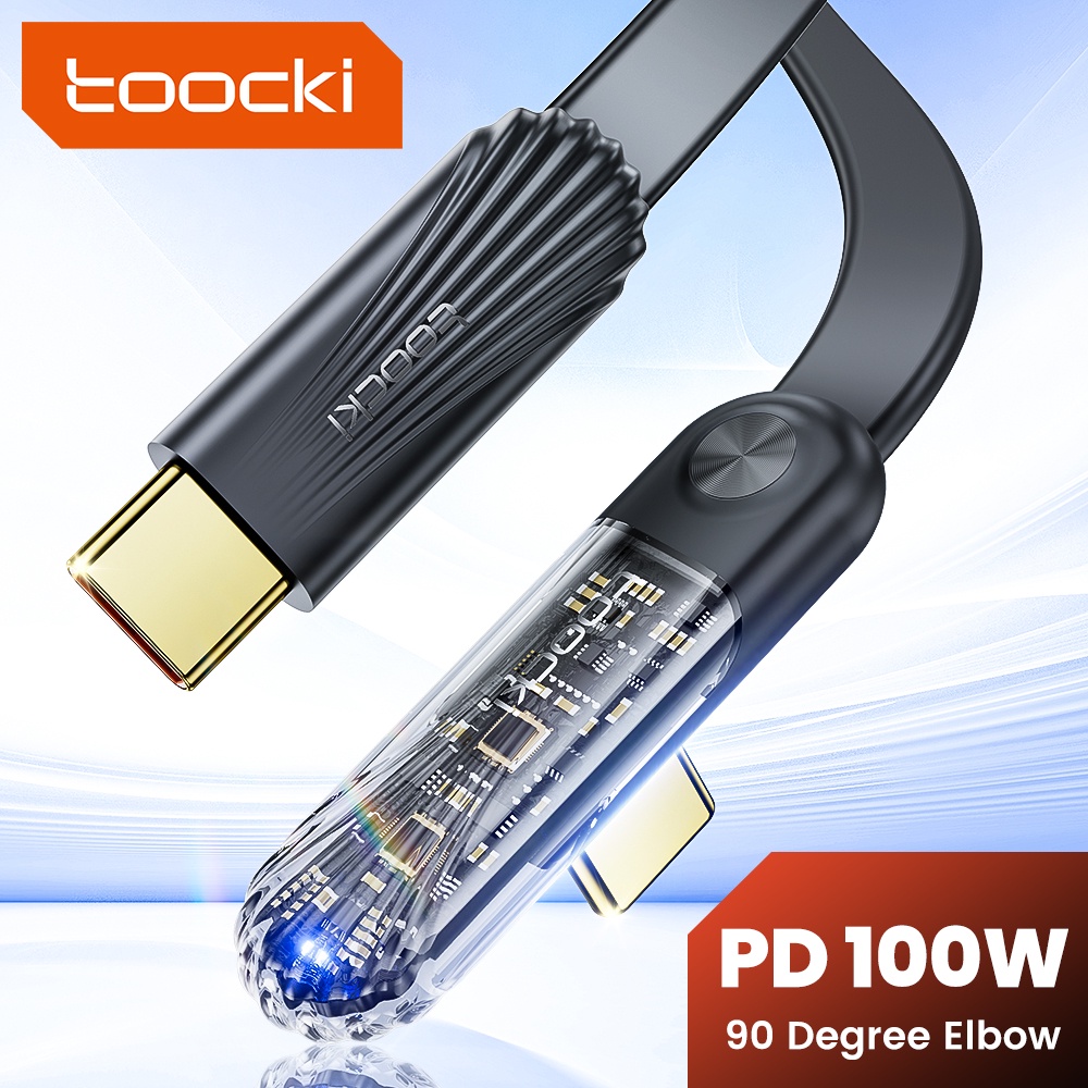 Toocki 100w Type-C 90-Degree Elbow Data Cable Fast Charging PD Cord ...