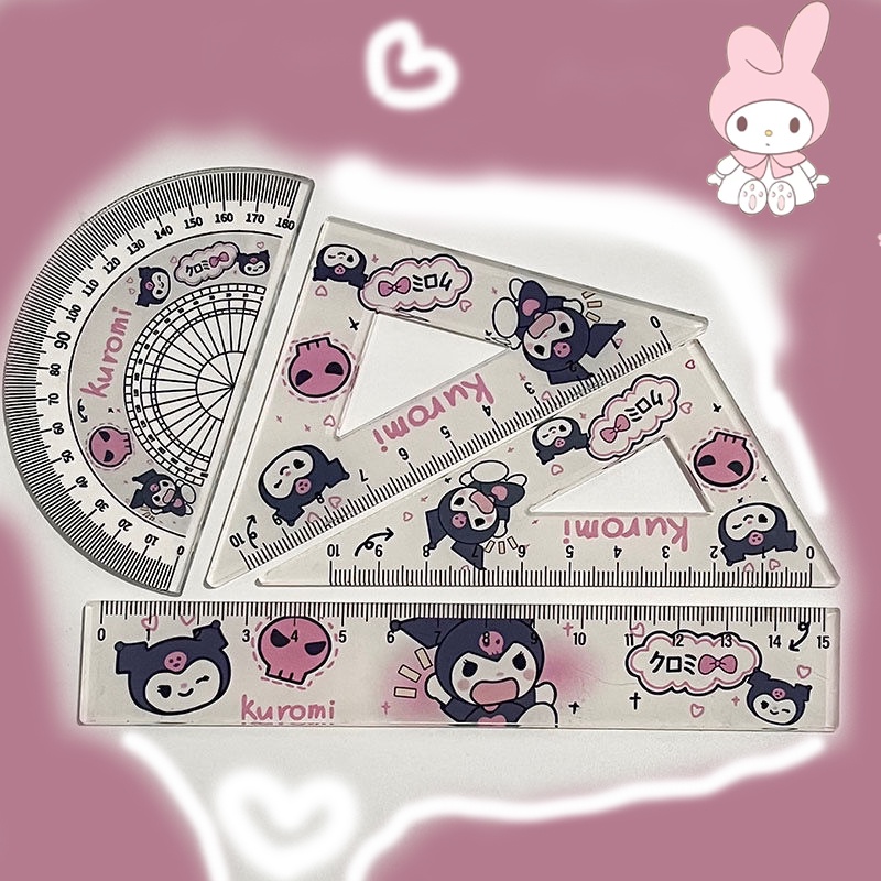 Kawaii Sanrio Anime Set Ruler Melody Kuromi Cinnamoroll Student ...