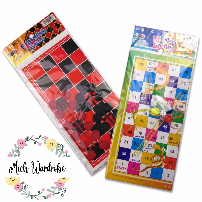 SNAKE and LADDER DRAUGHTS CHECKERS Classic Board Game Kids Family Game ...