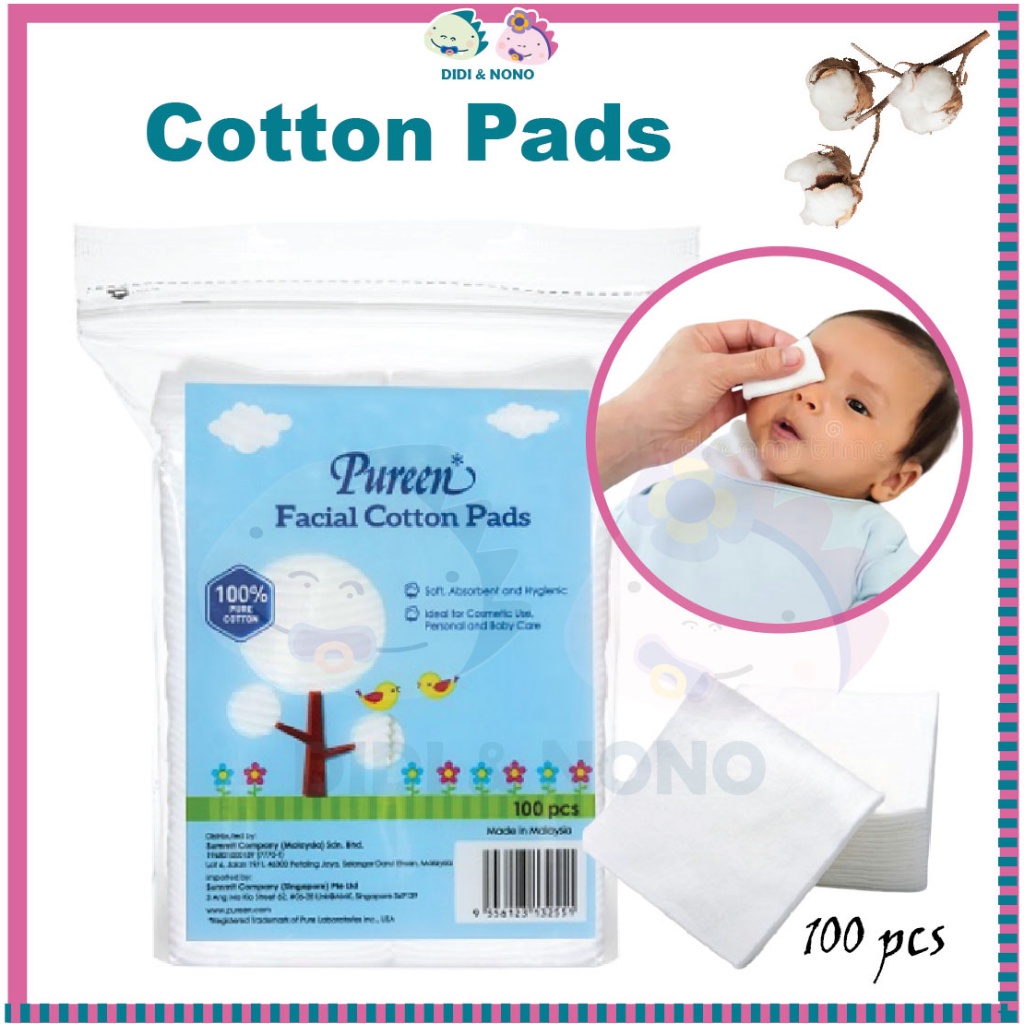 PUREEN Cotton Pad ( 100's ) Kapas Muka Kapas Kosmetik 100% pure cotton ...