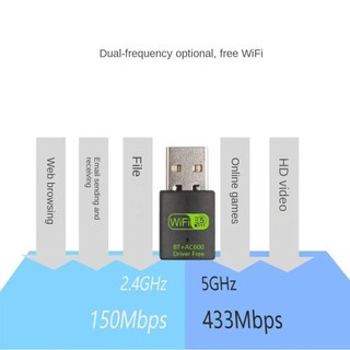 KICKSLOUNGEL BT+AC600 WLAN Dongle, Wifi Network Adapter WiFi Receiver ...