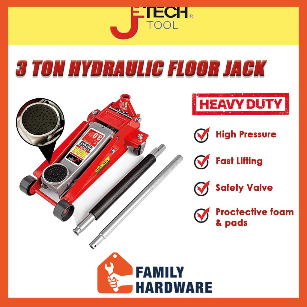 JETECH 3 Ton Heavy Duty Hydraulic Floor Jack (Low Profile) HFJ-30D ...