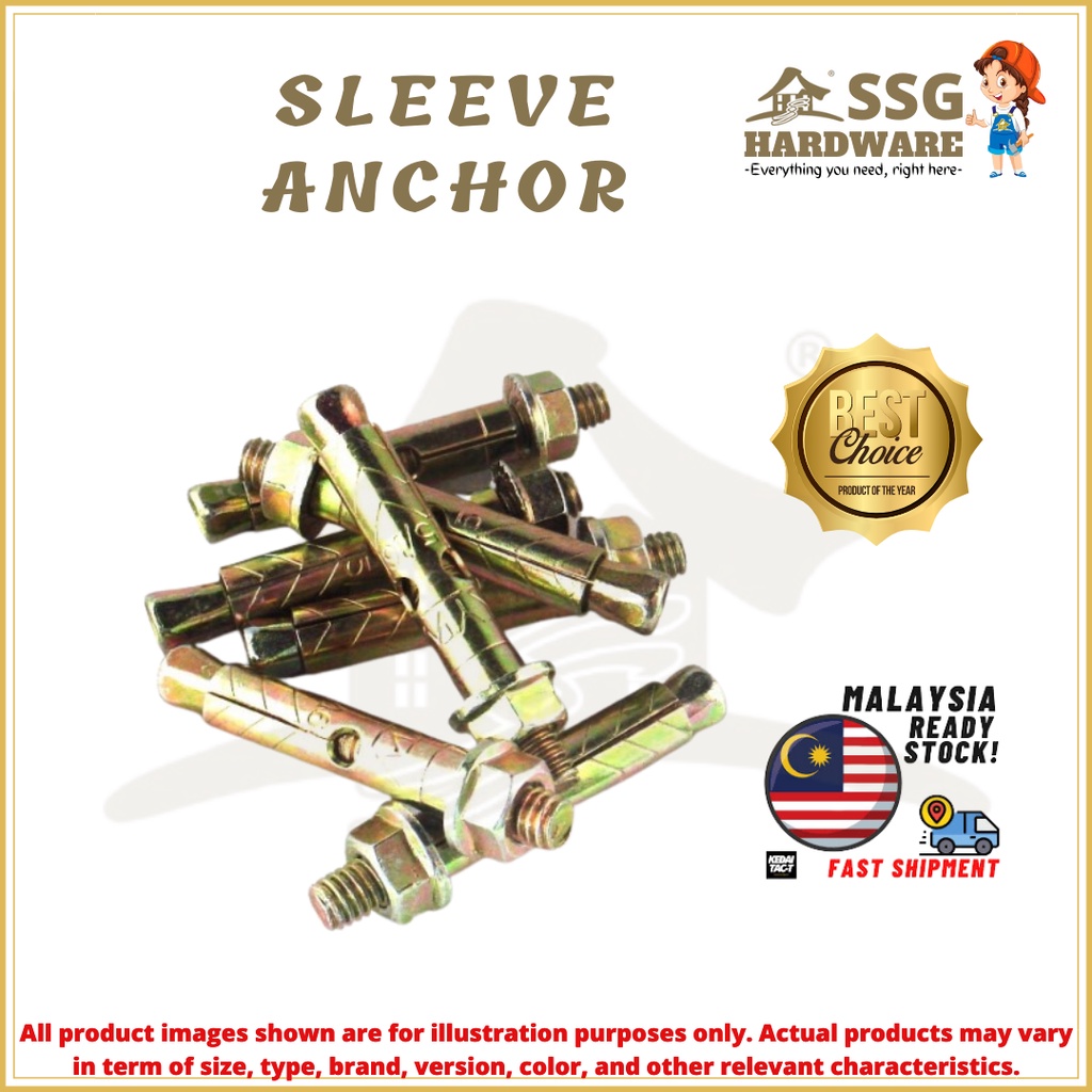 SLEEVE ANCHOR 3/8''x4 1/2''(2 SLEEVE) (100PCS) /EXPANSION BOLT IRON ...