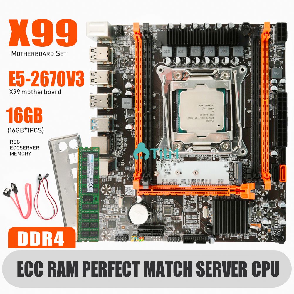 New X99 Ddr4 Dimm Motherboard Set With Cpu E5 2670 V3 Lga2011-3 16gb ...