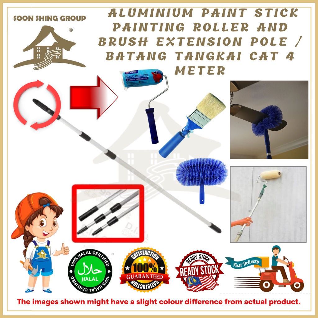 ALUMINIUM PAINT STICK PAINTING ROLLER AND BRUSH EXTENSION POLE / BATANG ...