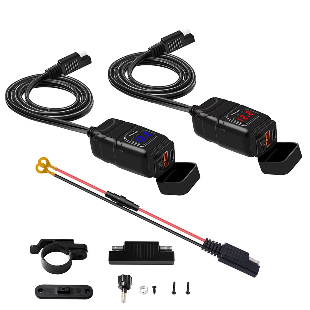 Motorcycle USB Charger Dual Port QC3.0 Type C Fast Charging with ...