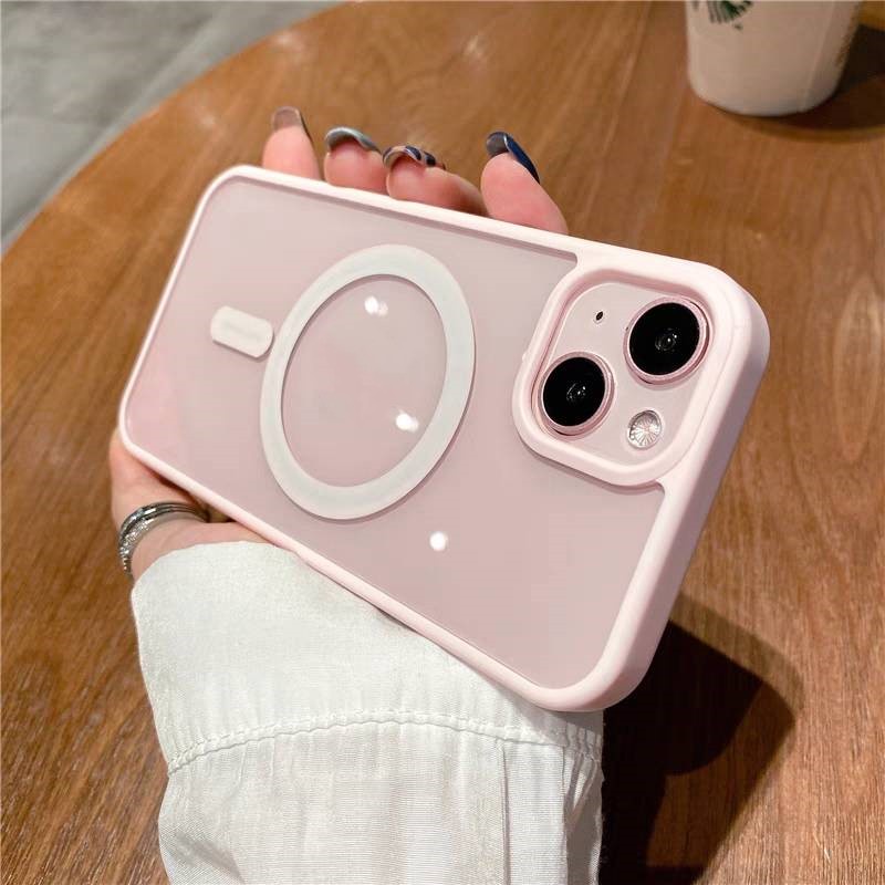 Sand Pink Magnetic Silicone Phone Case For iPhone 17/16/15/14/13/12/11 ...