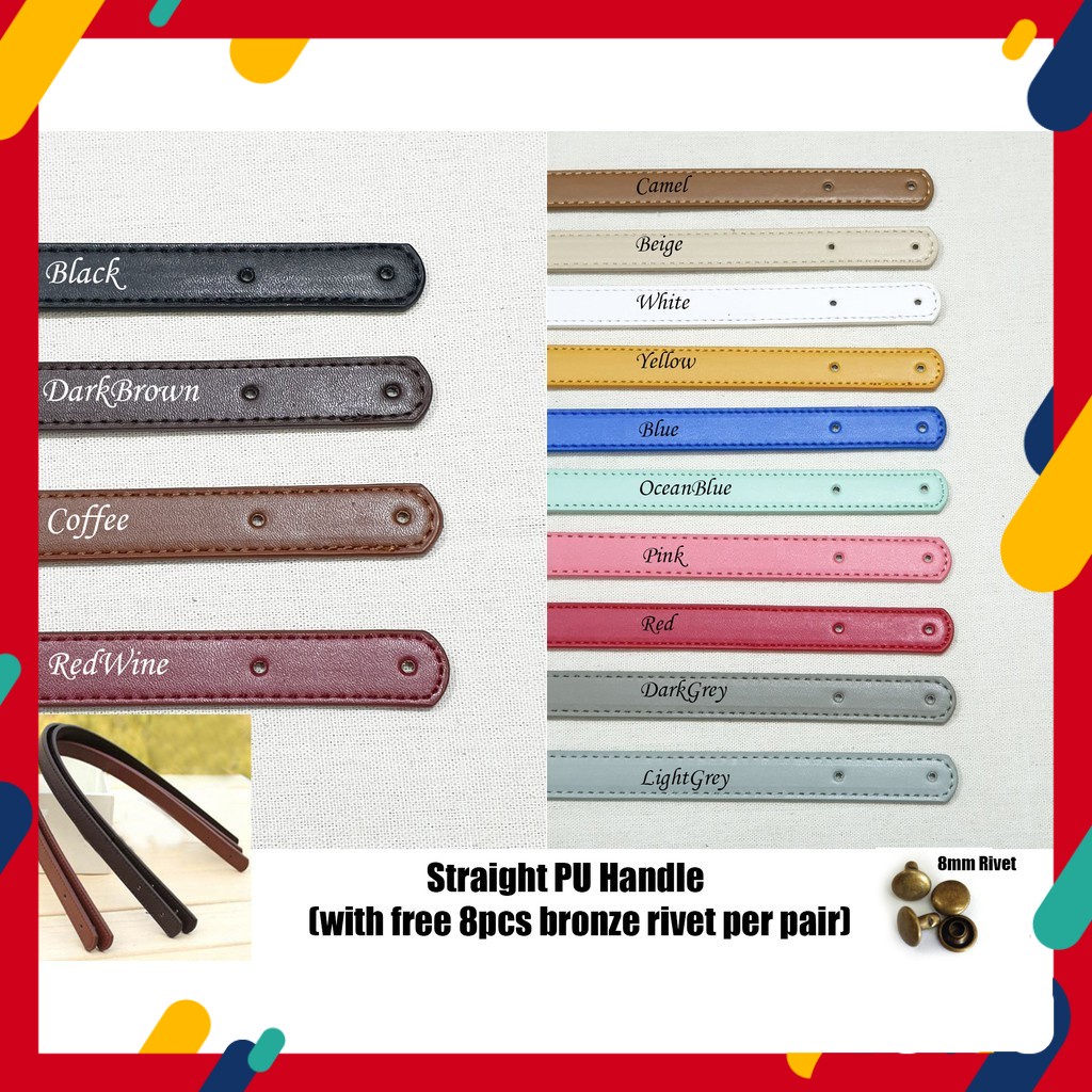 Straight Shape PU Handle (contain Rivet) Bag Strap Tali Beg | Shopee ...