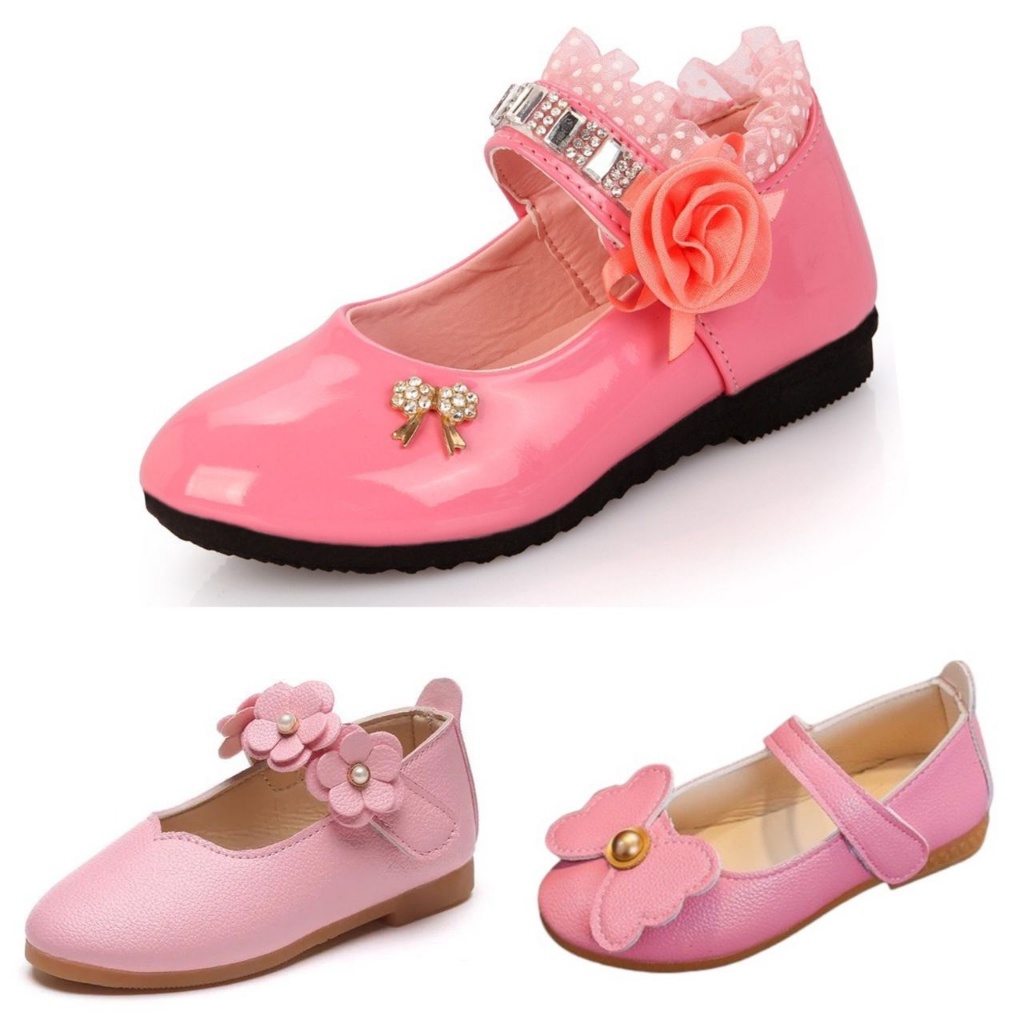 Girls Party Shoes Wedding Shoes Girls Elegant Butterfly Ribbon Flower ...