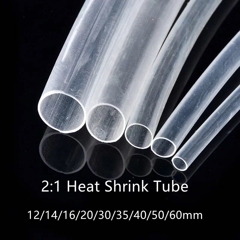 1Meter 12/14/16/20/30/40/50/60mm Transparent 2:1 Heat Shrink Tube Wrap ...
