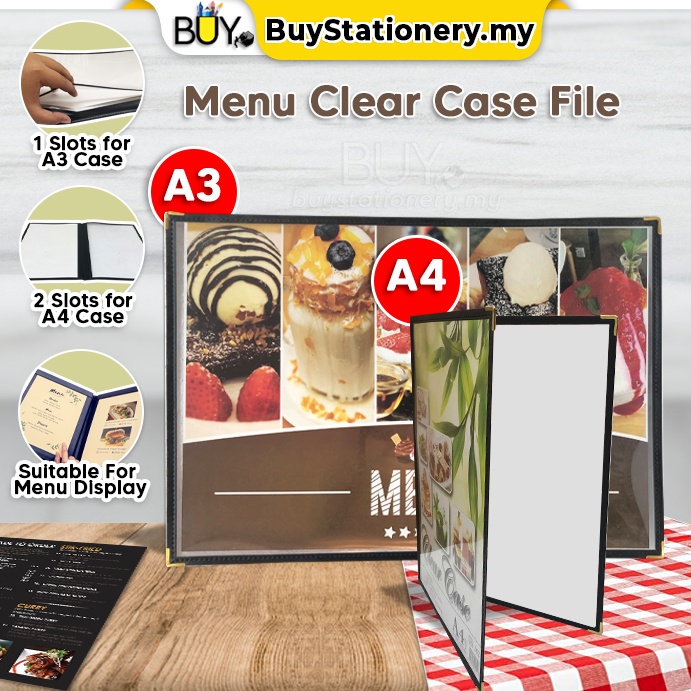 EMI A3 A4 Leather Menu File Folder Restaurant Food Catalogue Display ...