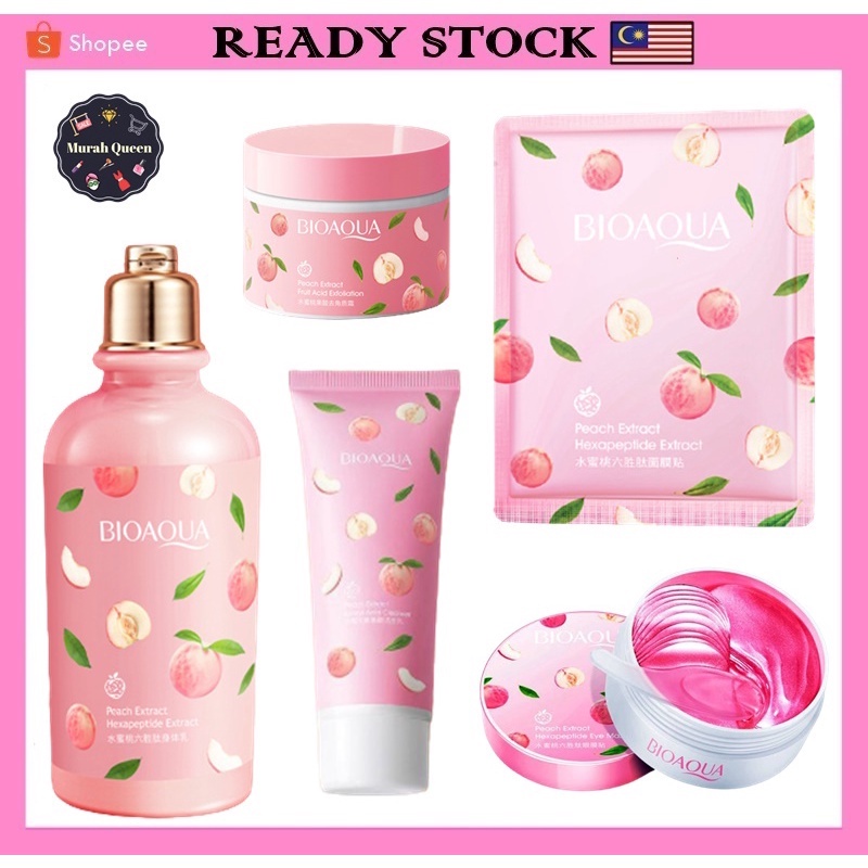 BIOAQUA Peach Extract 4-in-1 Skincare Set – Body Lotion, Scrub, Face ...