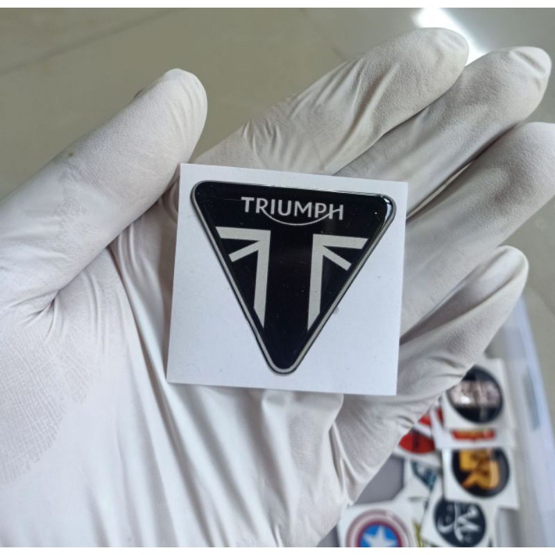 Sticker Embossed Triumph Logo Sticker Emblem Resin Bending | Shopee ...