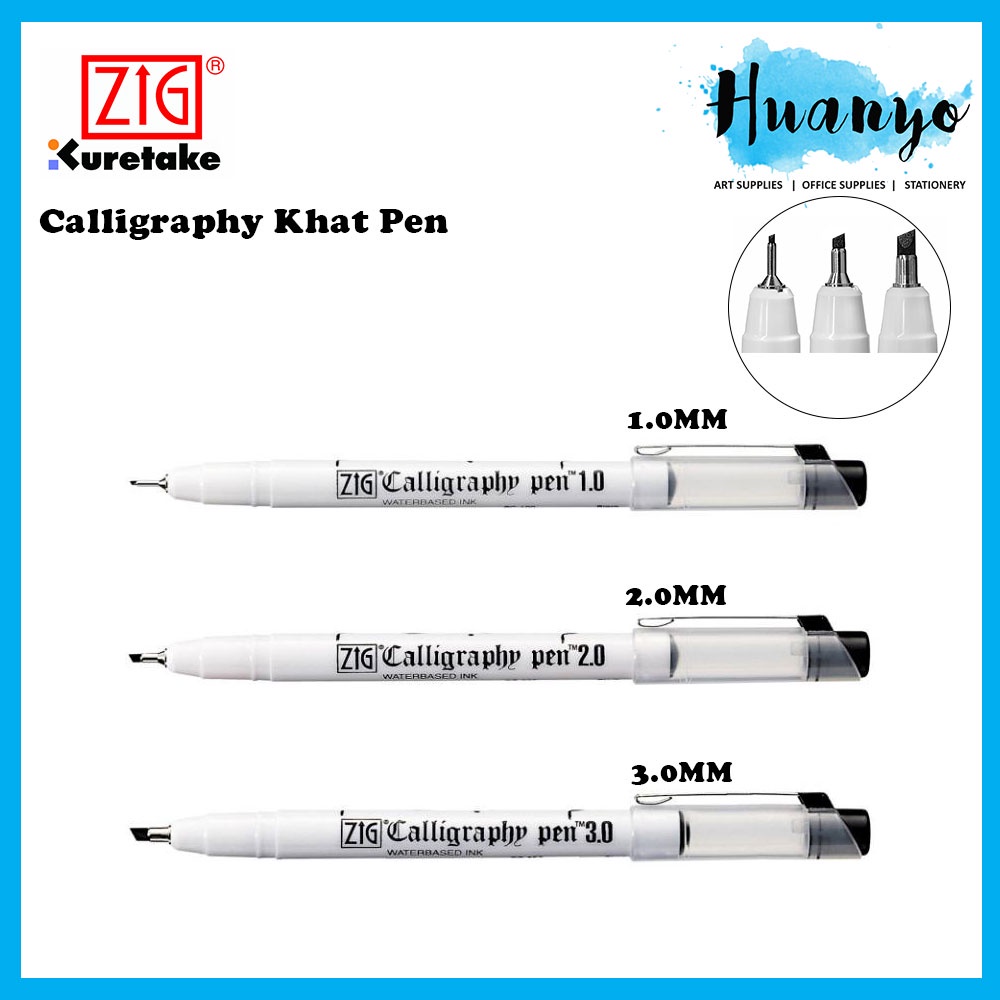 ZIG Calligraphy Khat Arabic Jawi Pen (Flat/Chisel Tip - 1.0MM, 2.0MM, 3 ...